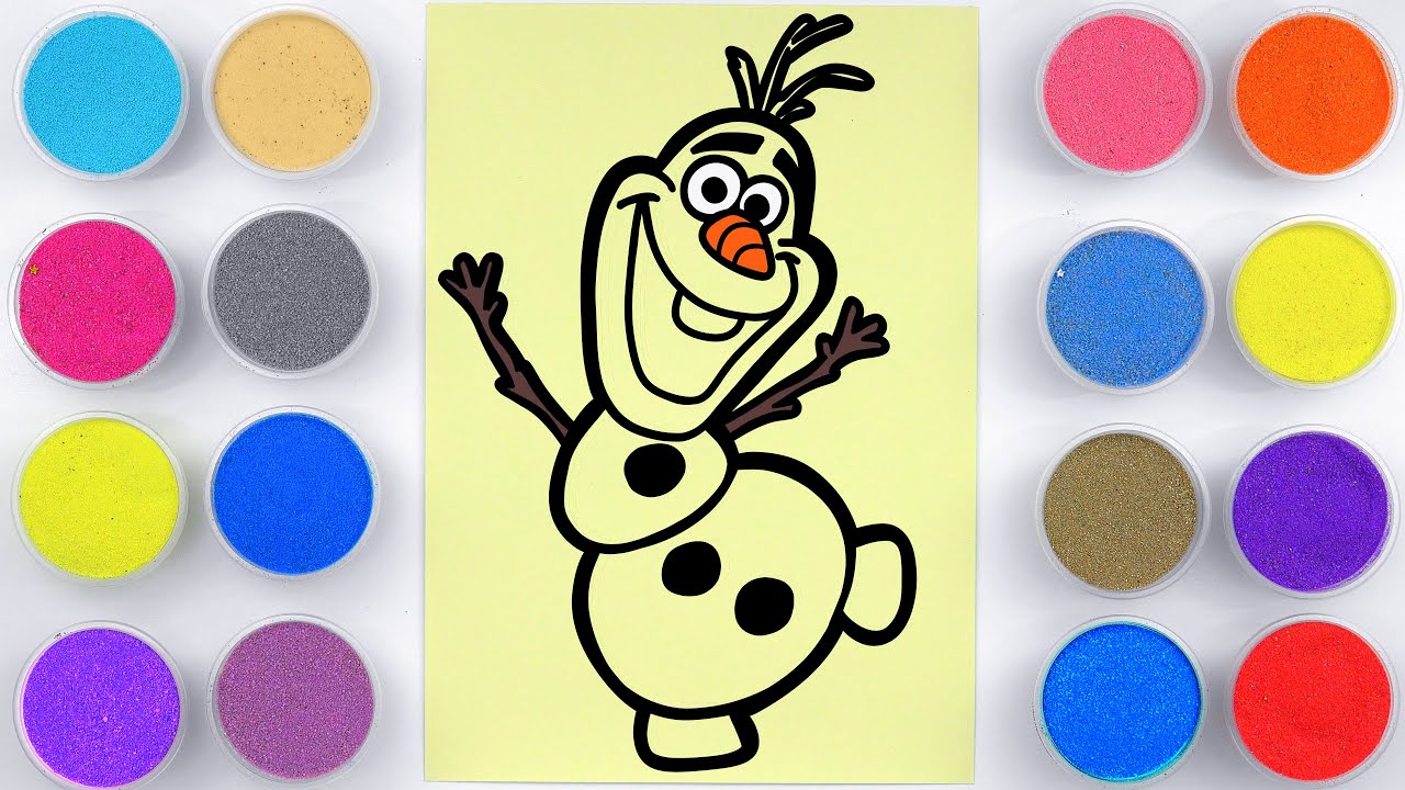 Sand painting colored Olaf Frozen - YouTube