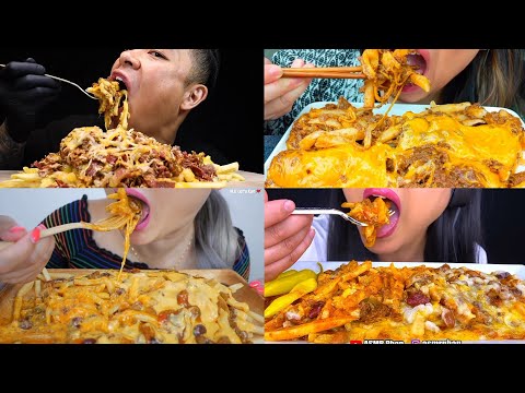 ASMR Chili Cheese Fries MUKBANG COMPILATION