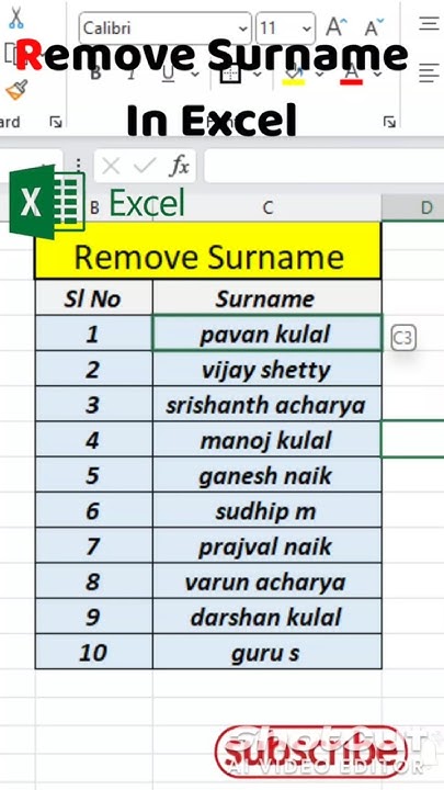 Remove Surname in Excel 💥💯 #exceltips #exceleducation #exceltricks #excel #exceltutor - YouTube