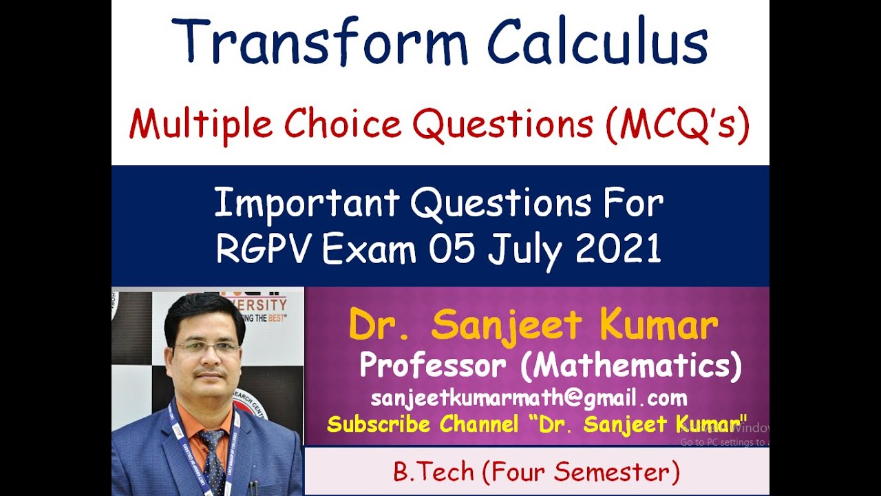 Transform Calculus Important Multiple Choice Questions (MCQ's ...