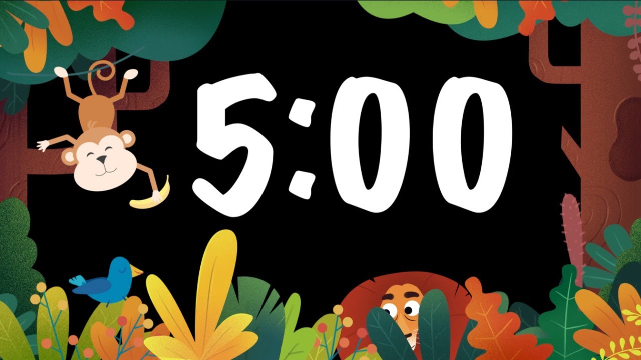 Jungle themed 5 minute timer with music for kids! - YouTube