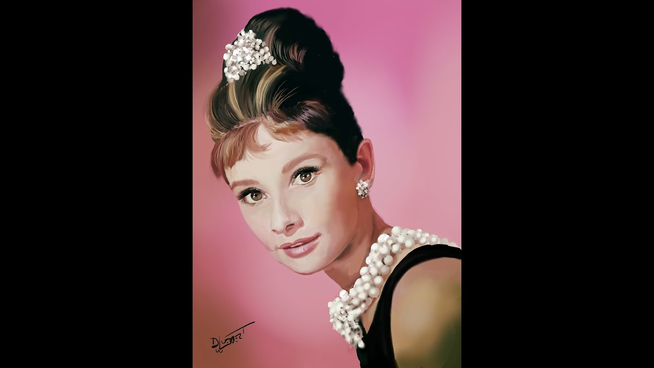 39. "Audrey Hepburn" Star Portrait, Easy 4 Step Method Digital Painting ...