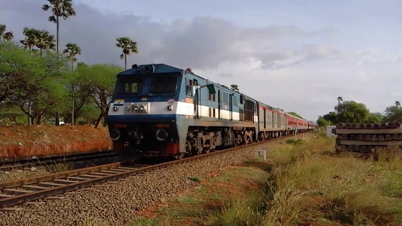 Very rare! Rebuilt GOC WDP 3A chugging out of Pavoorchatram with ...