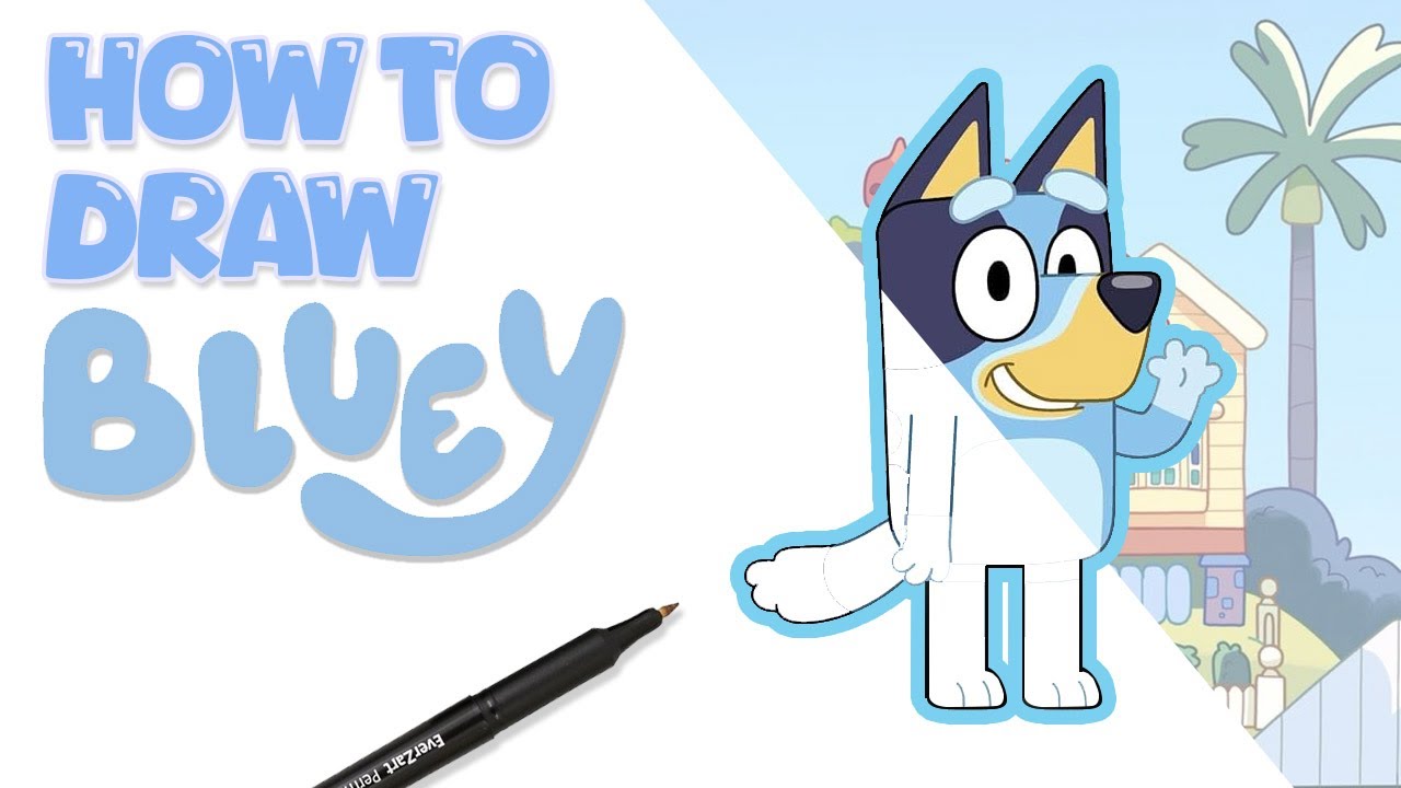How To Draw Bluey (Drawing For Kids) - YouTube