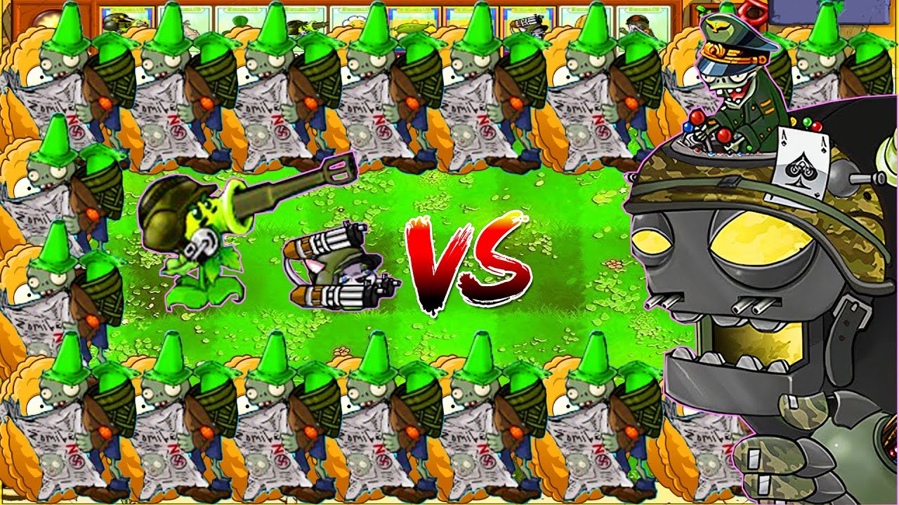 Plants vs Zombies Mods ARMY: Peashooter Gun Team vs Captain Zomboss ...
