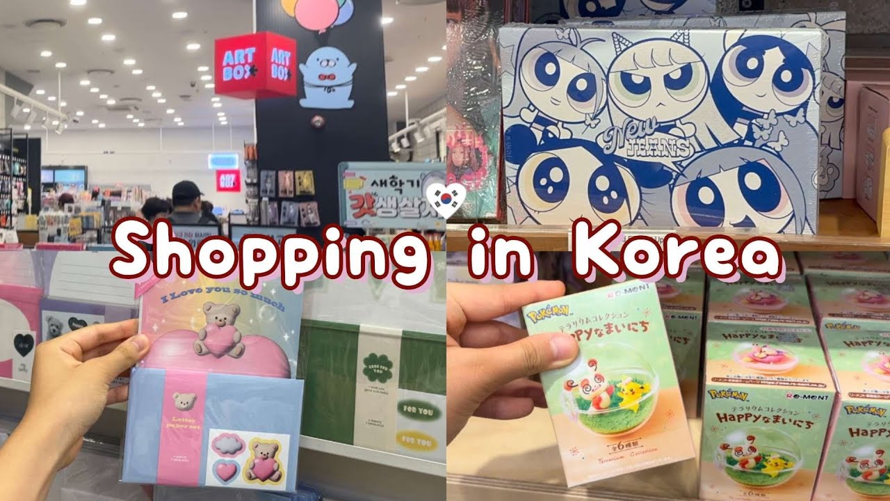 Shopping in Korea vlog 🇰🇷 | character stationery haul | art box | K-pop ...