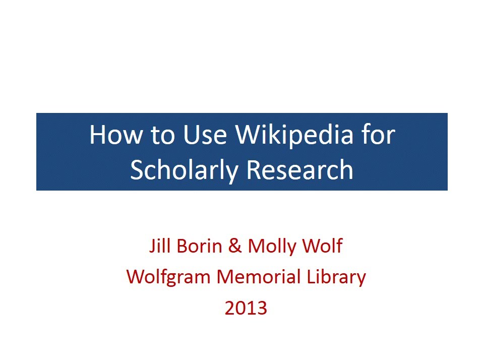 Using Wikipedia in Scholarly Research - YouTube