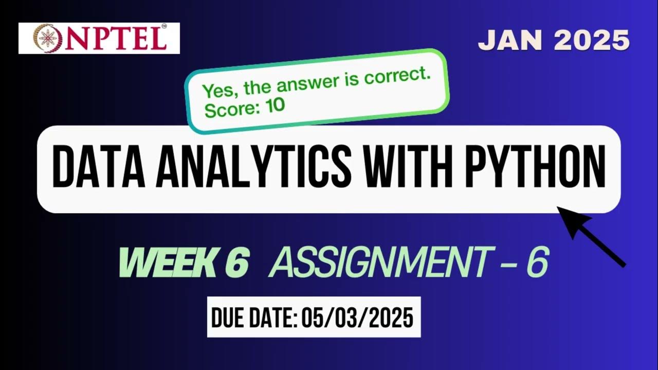 Data Analytics with Python week 6 assignment 6 answers | nptel | swayam - YouTube
