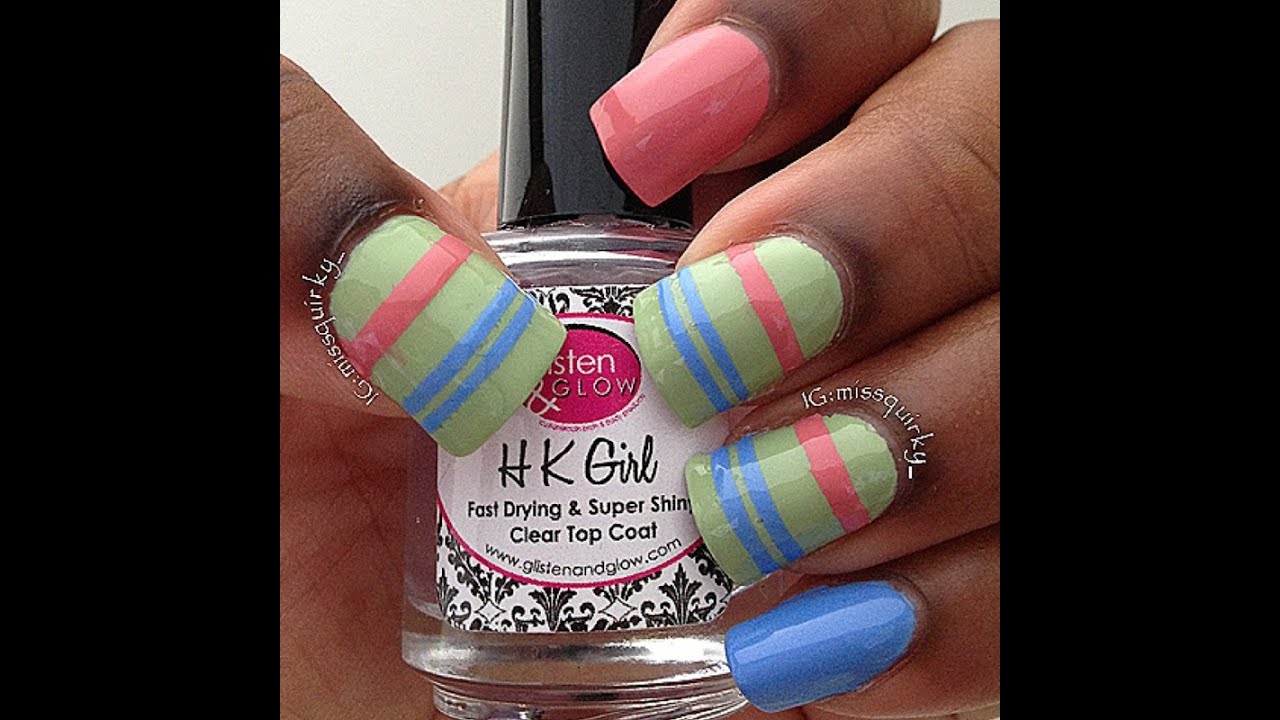 Easy Horizontal Lines Nail Art - YouTube