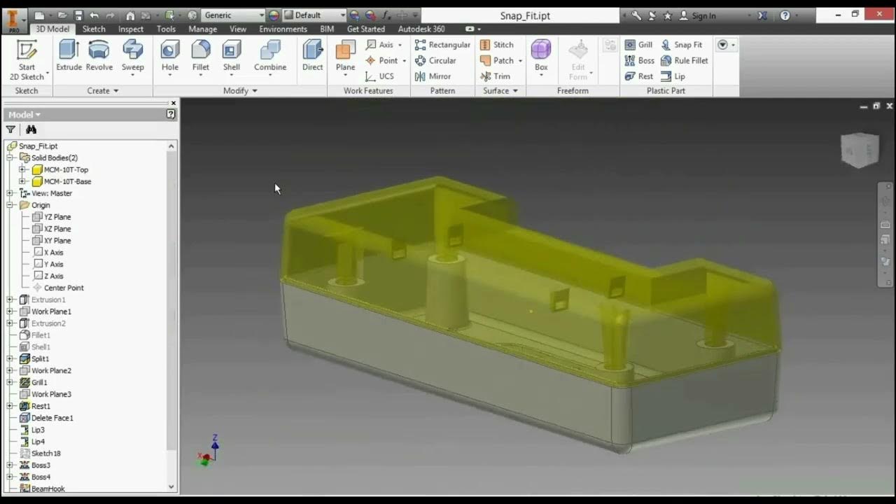 3.2.6 SNAP FIT - Autodesk Inventor Tutorial II 3D Drawing Tutorial - YouTube
