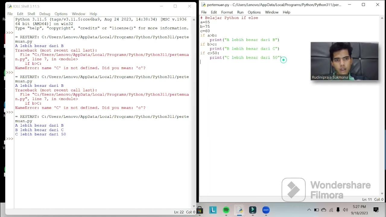 belajar python elif pertemuan 3 - YouTube
