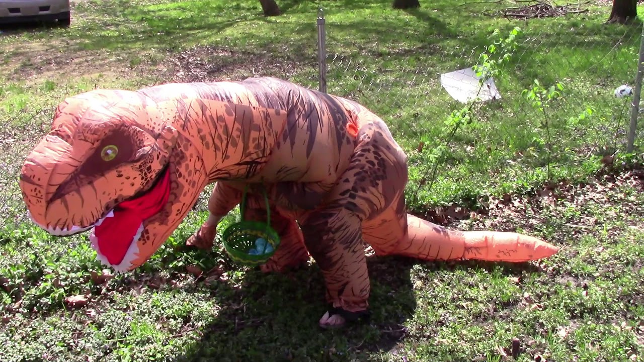 T Rex hunts easter eggs 2 - YouTube