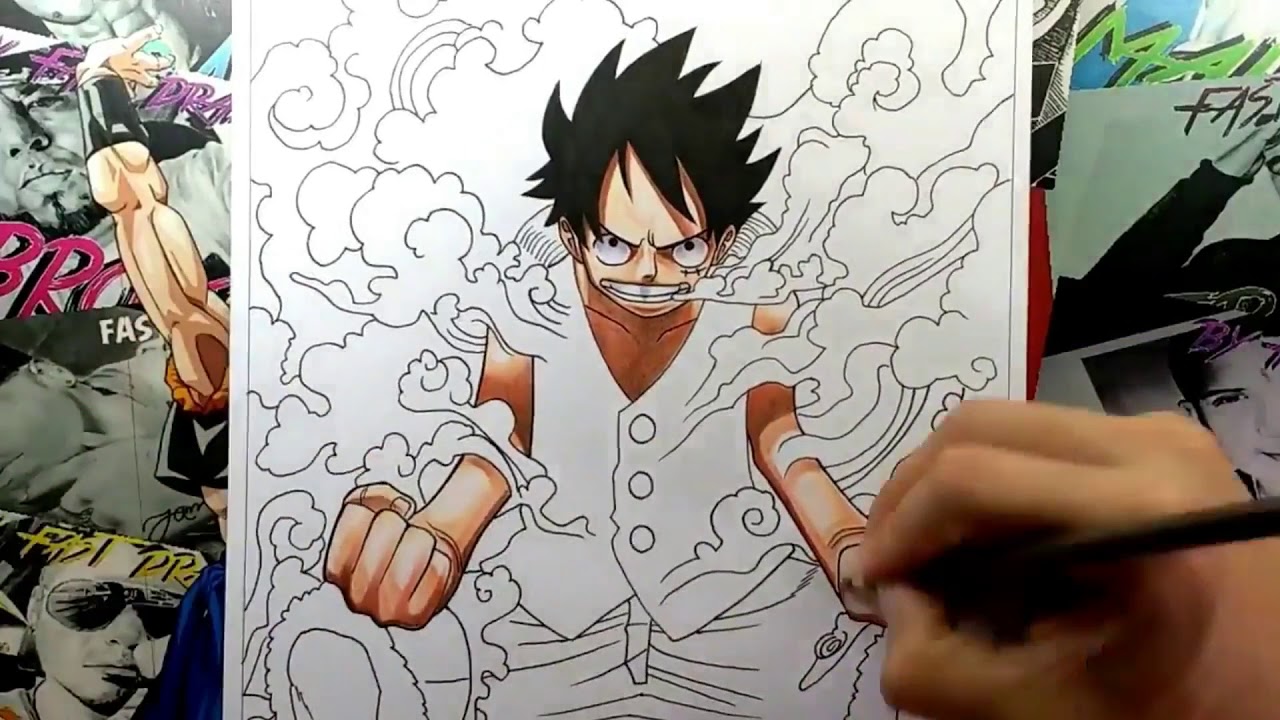 How to draw Monkey.D.Luffy second gear!/ Como dibujar a Monkey.D.Luffy ...
