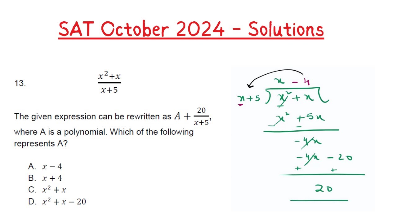[August SAT Math 2024 Prep.] Q-13 | SAT Math October 2023 Practice ...