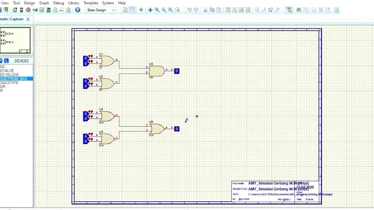 Simulasi Gerbang NOR dengan menggunakan Proteus - YouTube