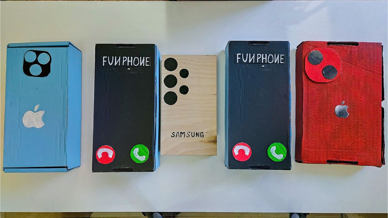 iPhone 16 cardboard box vs Samsung Galaxy S25 Wooden incoming call Blue ...