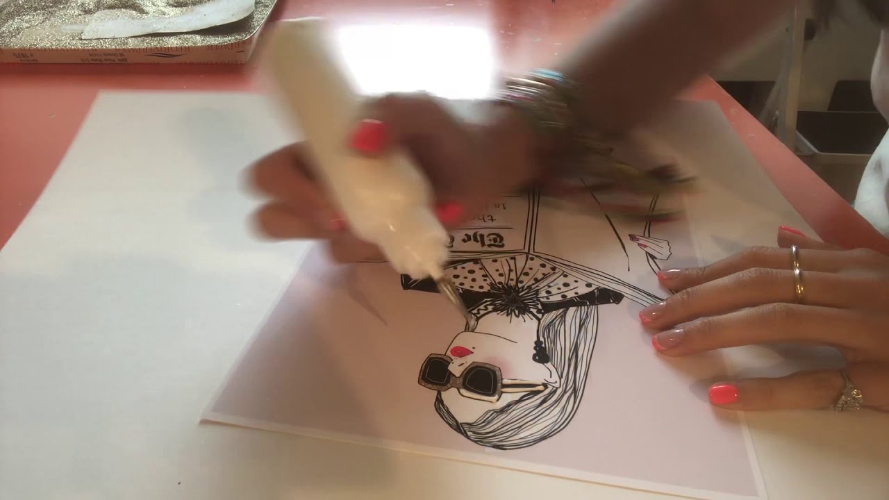 Glittering process on a small print - YouTube