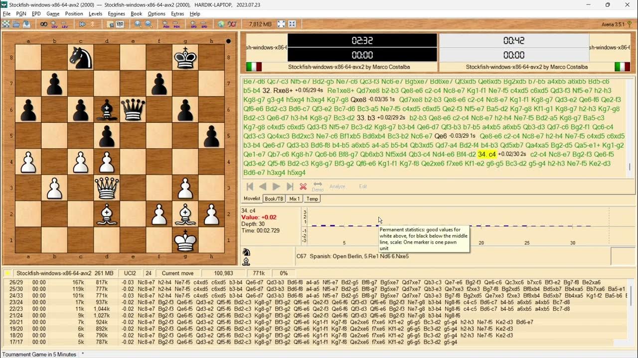 Engine vs Engine Stockfish Game using Arena Chess GUI - YouTube