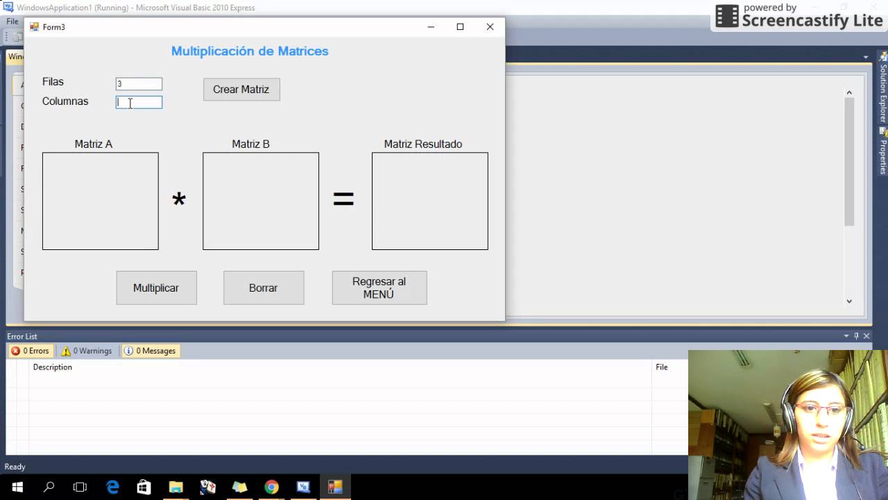 Fase 2 Visual Basic ejercicio de multiplicación de Matrices Parte 2 - YouTube