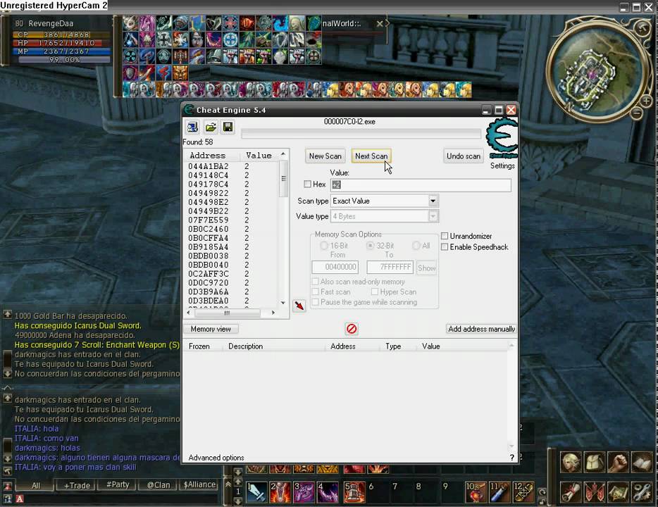 Como usar Cheat Engine 5.4 en l2 - YouTube