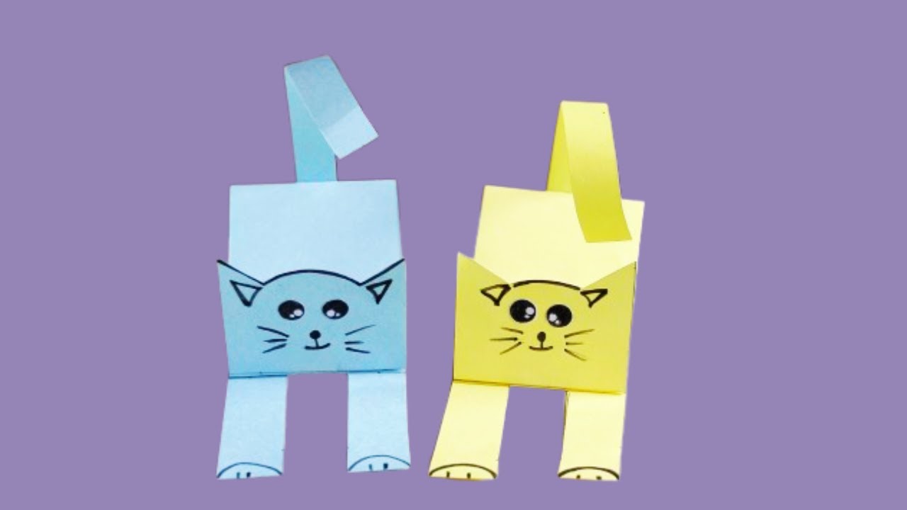 How to make paper cat/easy paper craft/paper toy craft/cat paper craft ...