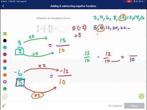 Khan Academy Tutorial: adding and subtracting negative fractions - YouTube