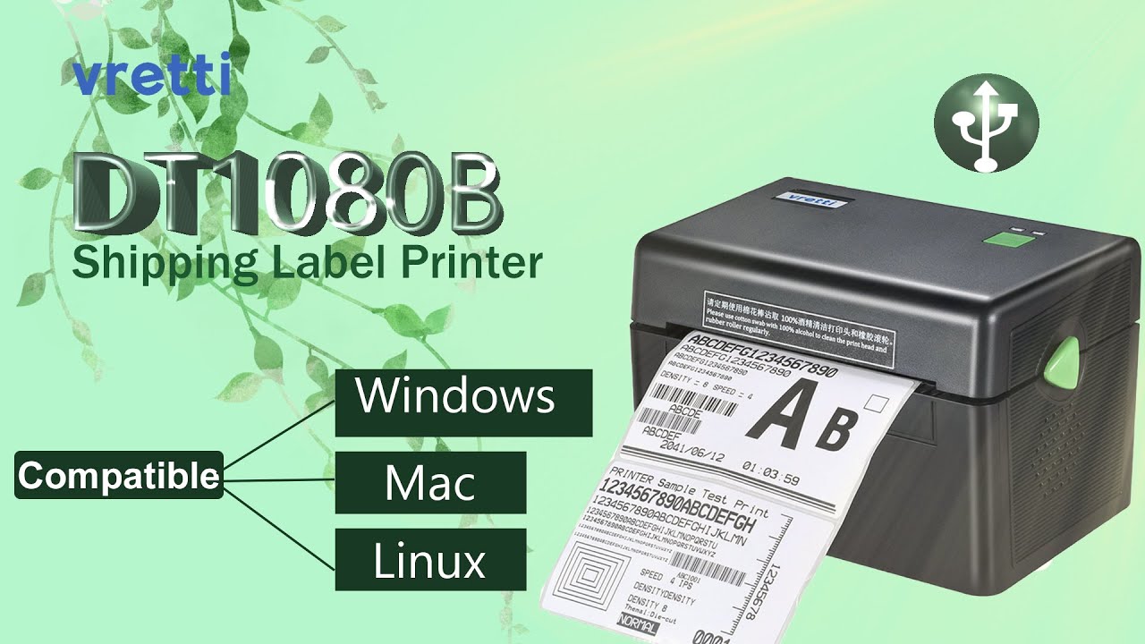 The easy-to-use small and stylish vretti DT108B thermal shipping label ...