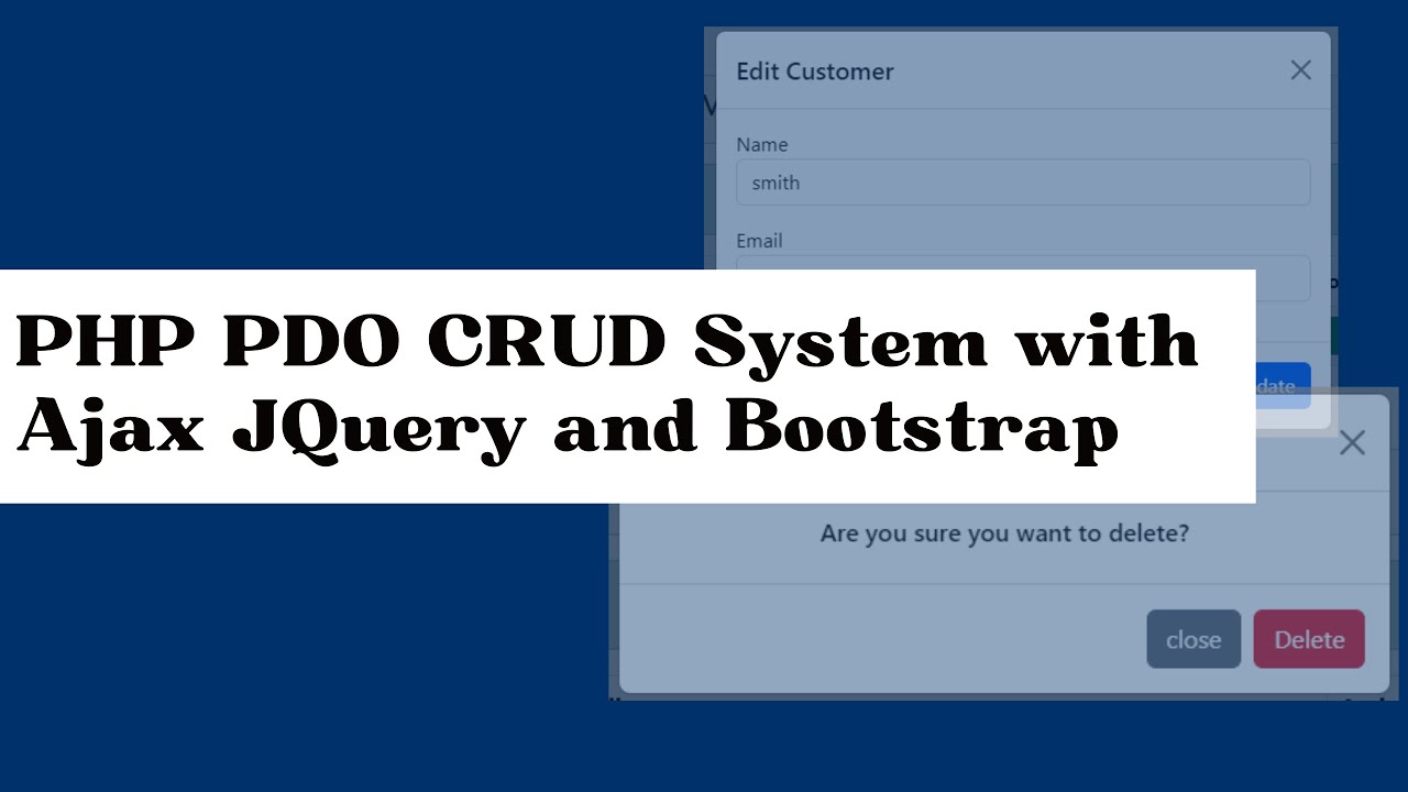Php Pdo Crud Operations With Ajax Jquery And Bootstrap Youtube 0002