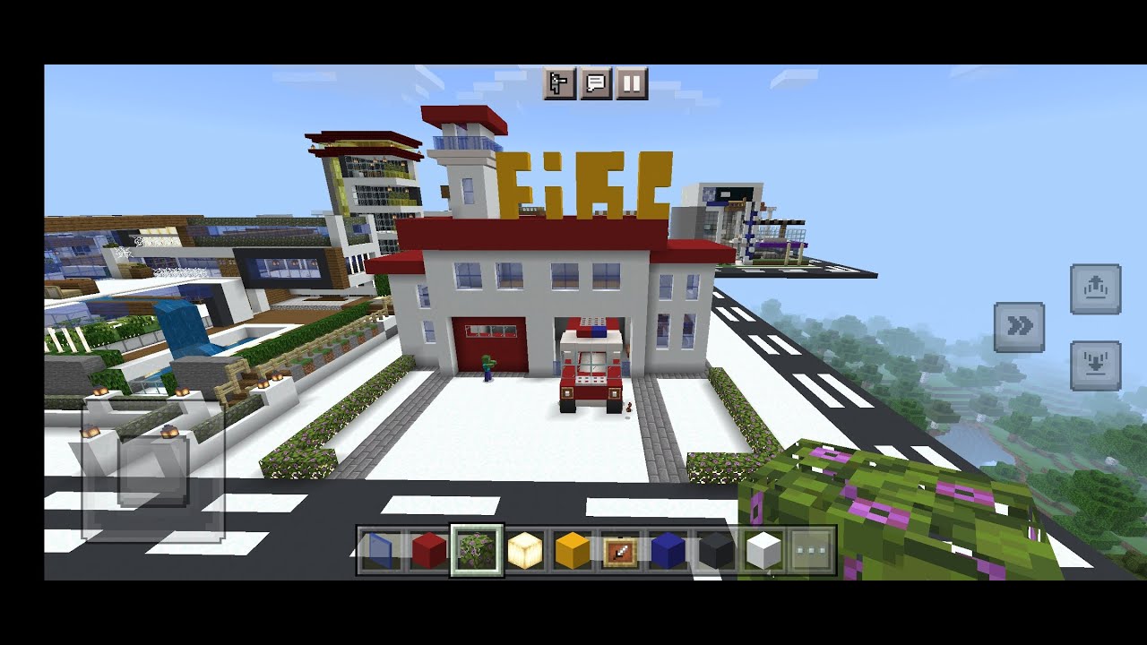 Minecraft Fire Station Noob Vs Pro Tutorial building - YouTube