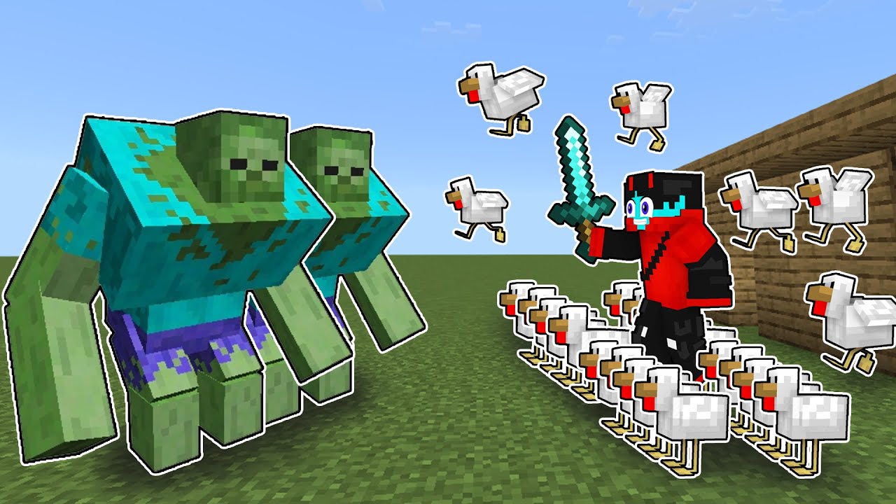 10,000 Chicken Army VS Mutant Zombies in Minecraft - YouTube