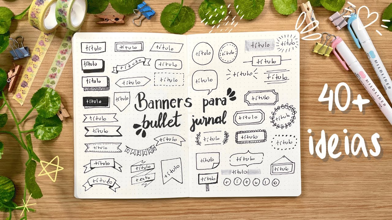 40+ ideias BANNERS pra você usar no seu BULLET JOURNAL - BUJO - YouTube