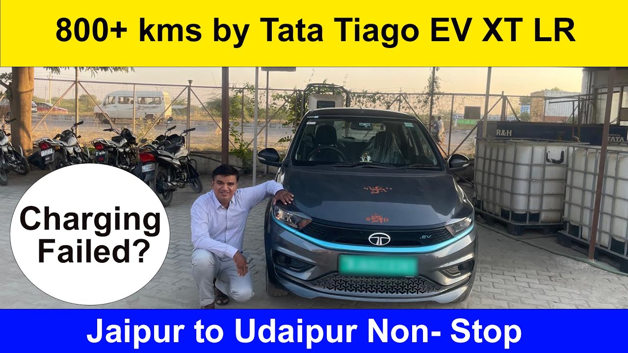 Jaipur to Udaipur tata tiago ev | Tata Tiago XT LR Range Test | First ...