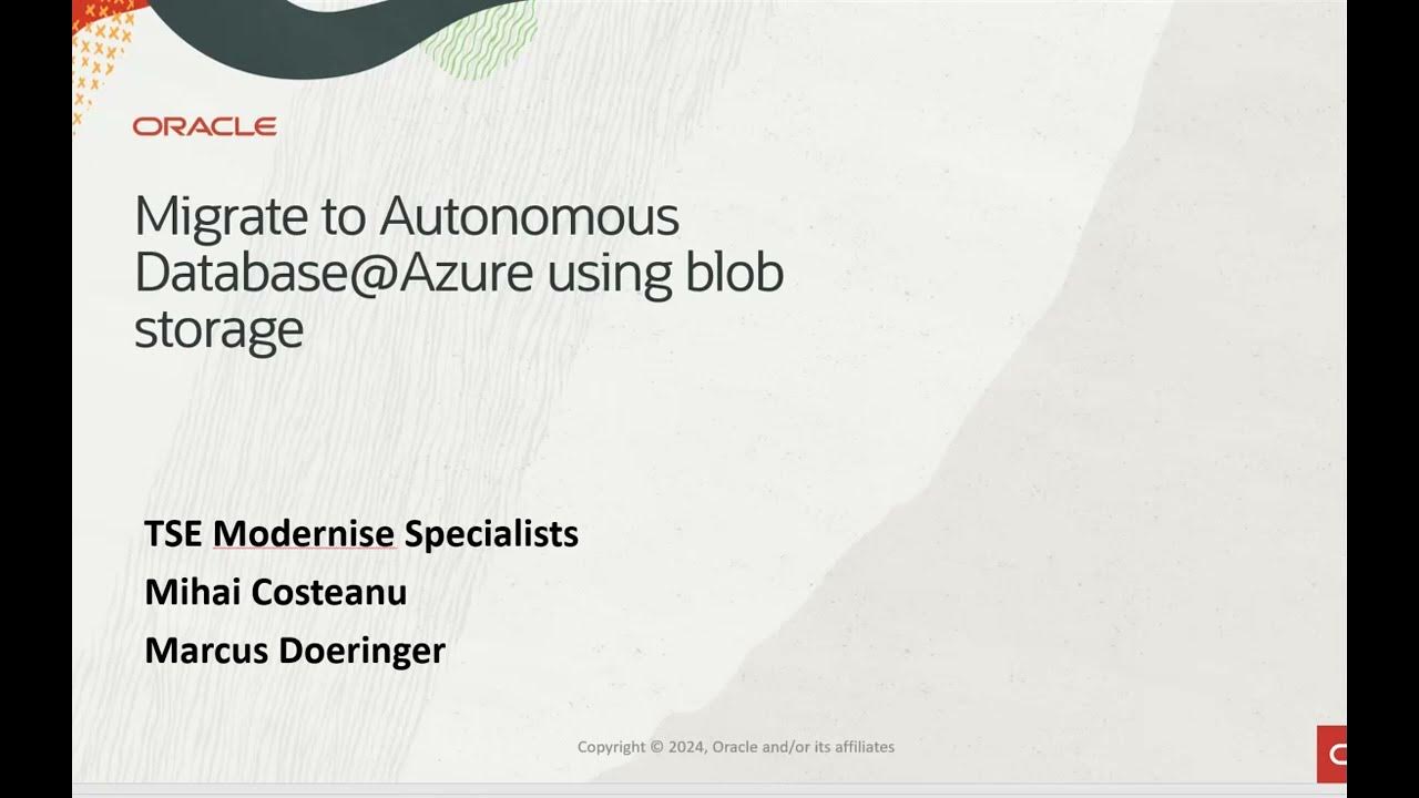 Migrate to Oracle Autonomous DB@Azure using Azure blob storage - YouTube