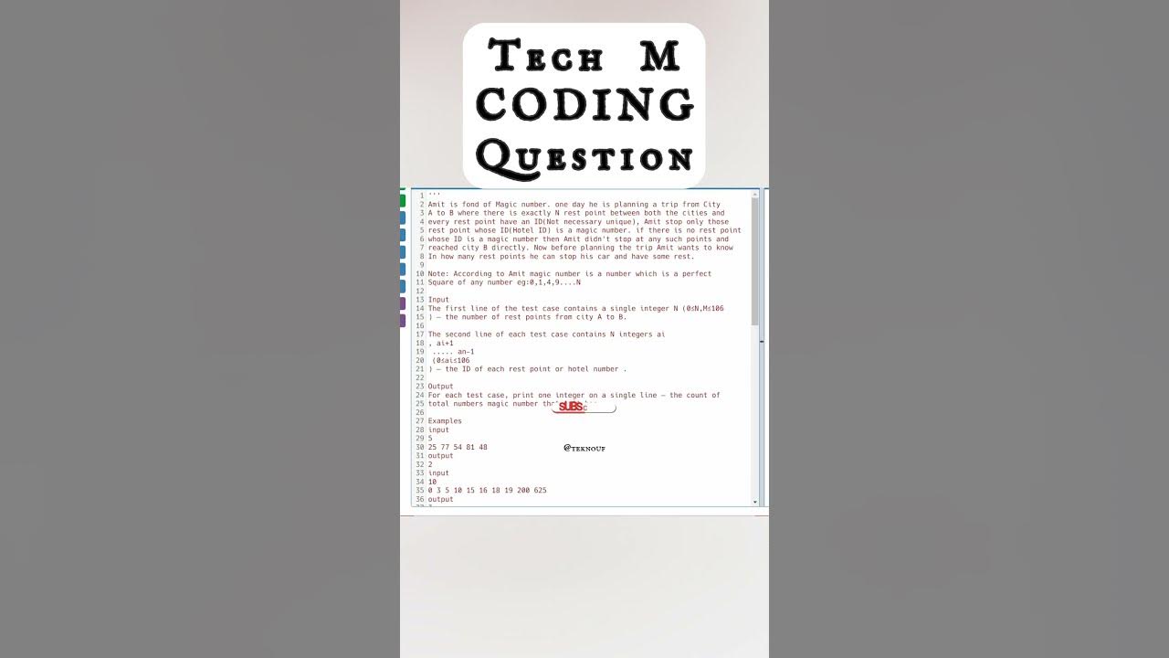 Tech Mahindra Coding Questions 2023 🤔🤔 - YouTube