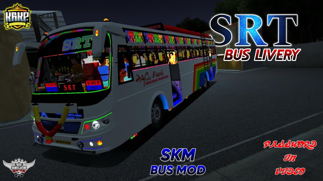 🎀 SRT BUS LIVERY RELEASED FOR SKM BUS MOD | PASSWORD IN VIDEO 📌 | # ...