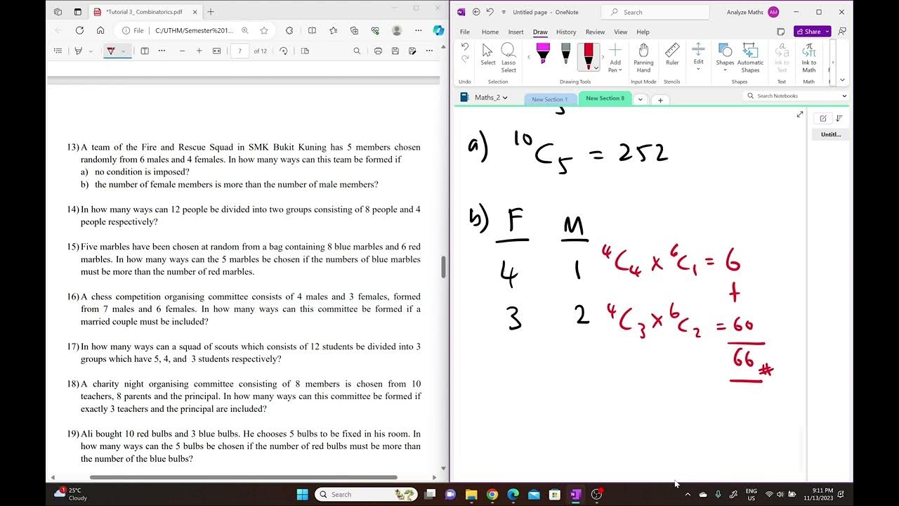 Maths 23/24 - Chapter 3: Combinatorics (Tutorial: Combination) - YouTube