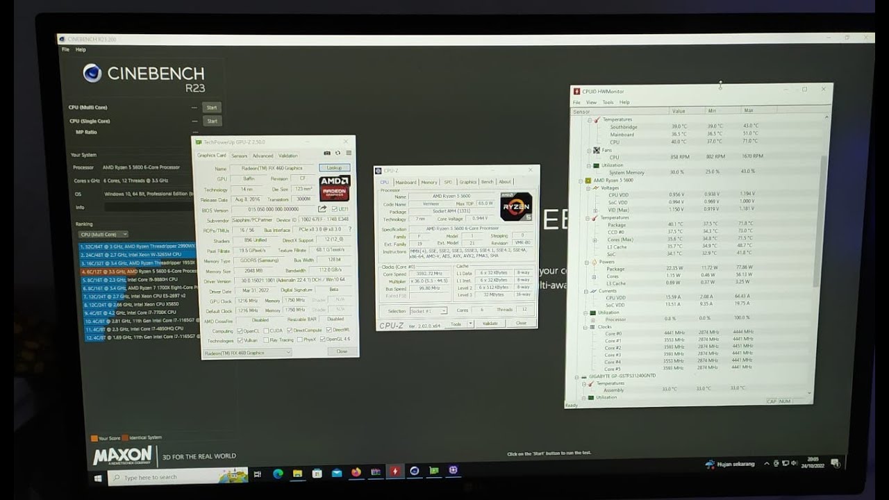 CINEBENCH R15, R20, R23 ( AMD RYZEN 5 5600 ) MULTI CORE TEST - YouTube