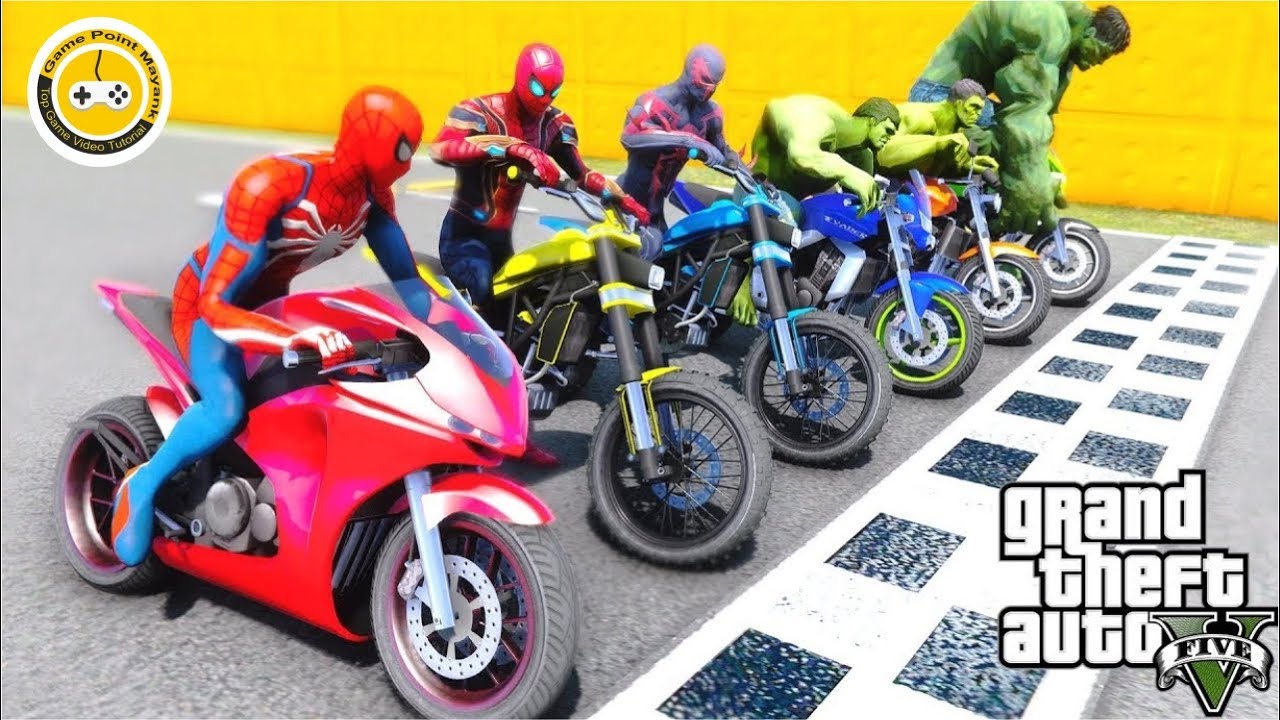 HULK VS SPIDER MAN BIKE RACE|SPIDER-MAN CYCLE|IRON MAN BIKE MODIFIED ...