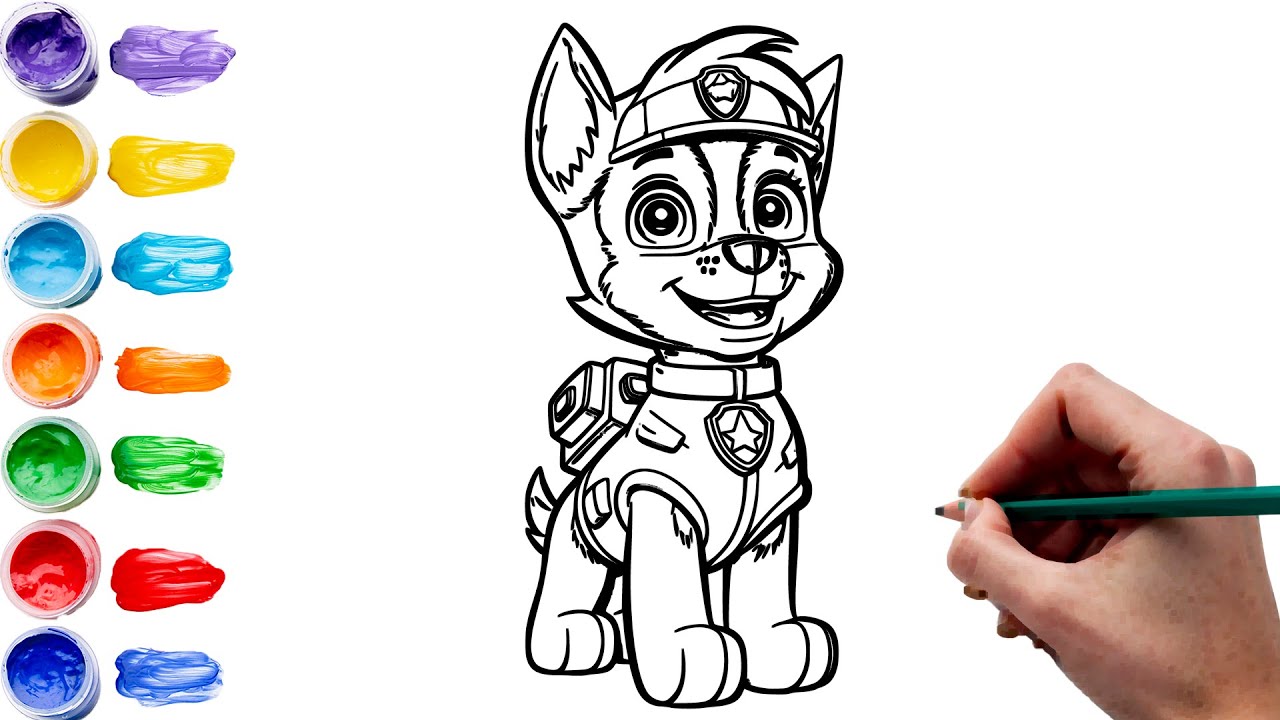 How to Draw Chase frow PAW Patrol : Chase Drawing Step by Step - YouTube