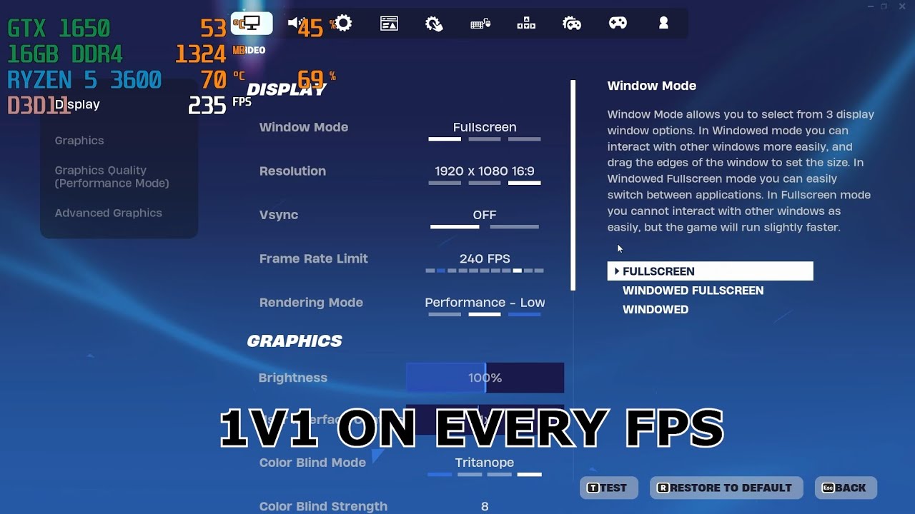 GTX 1650 + RYZEN 5 3600 FORTNITE BENCHMARK TEST 1V1 ON EVERY FPS - YouTube