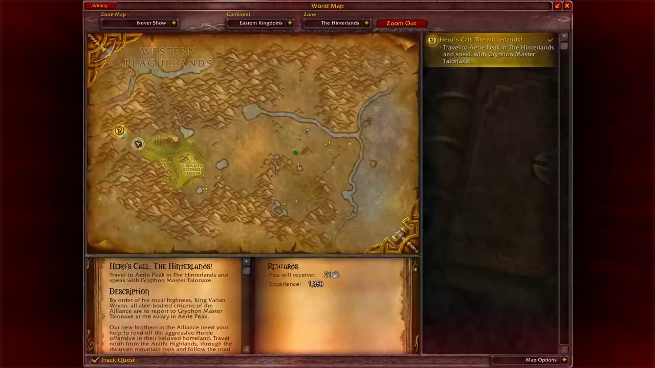 World of Warcraft Quests - Hero's Call The Hinterlands - YouTube