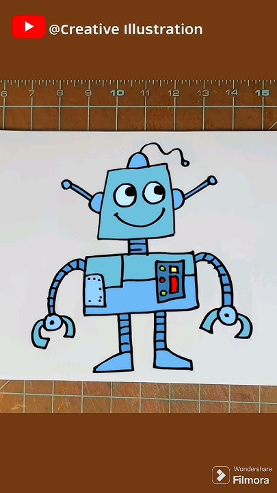 Easy robot drawing tutorial - YouTube