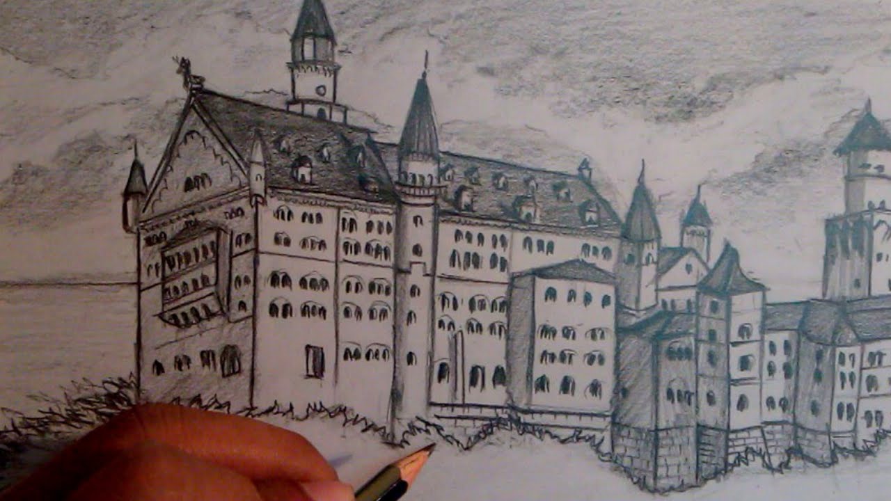 How To Draw Famous Building : The Neuschwanstein Castle - YouTube