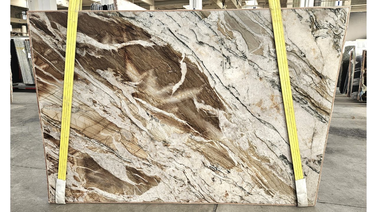 Quarzite Splendido - The quartzite with white background, ochre and ...