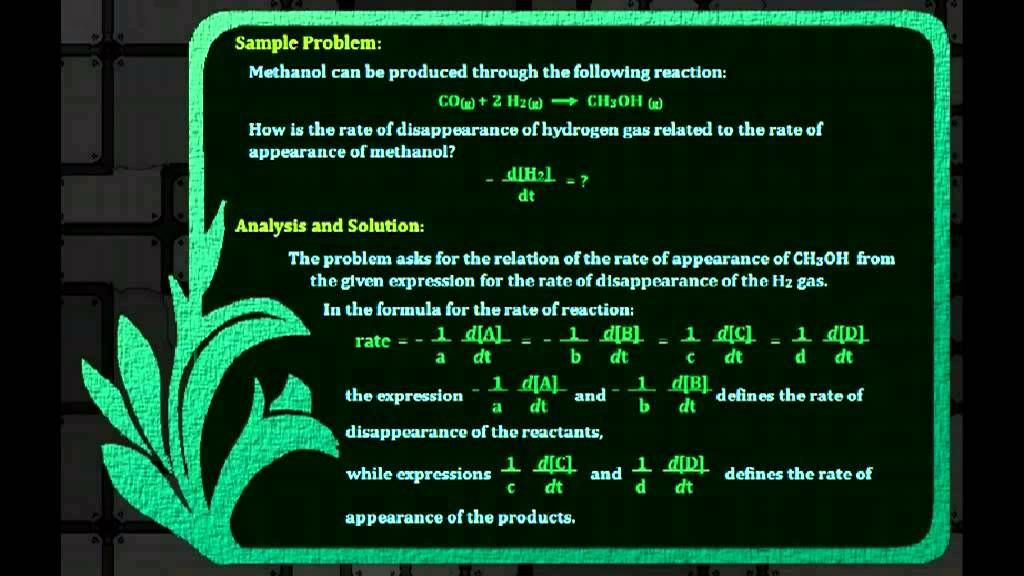 Rate of Reaction : Relation Between the Rate of Disappearance of ...