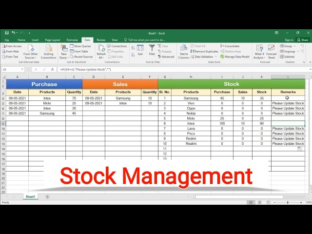 Stock Maintenance Excel Template