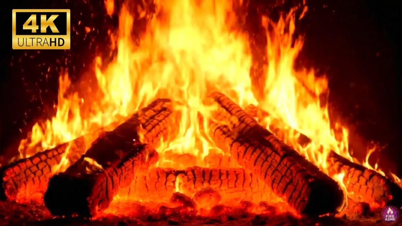 Cozy Fireplace Ambience 🔥Beautiful & Relaxing Fireplace with Crackling ...