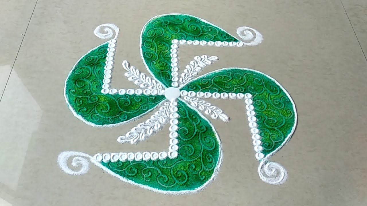 Easy swastik rangoli for mahashivratri/Holi rangoli - YouTube