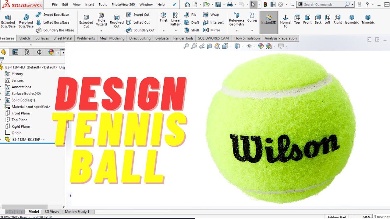 SOLIDWORKS - DESIGN TENNIS BALL - YouTube
