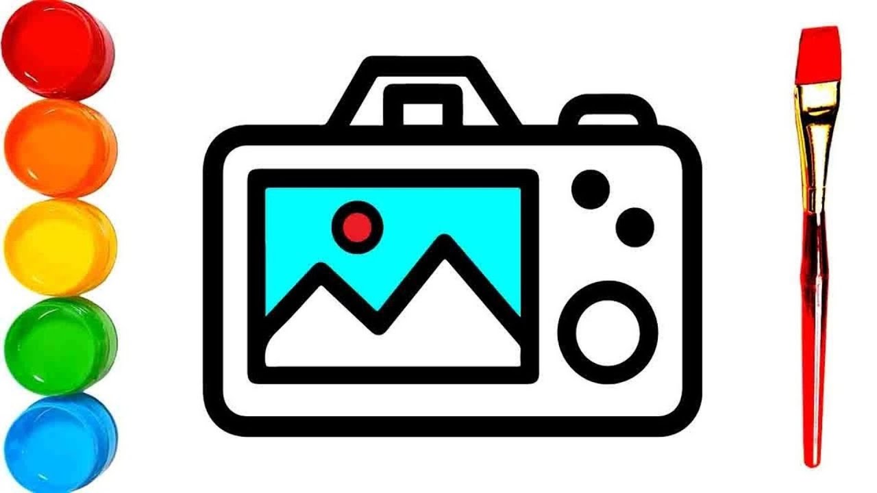 How to Draw a Cute Camera 📸 | Easy Step by Step Kids Drawing & Coloring Tutorial - YouTube